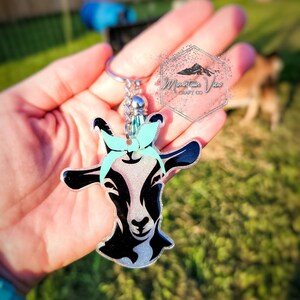 Customizable Goat With Bandana Glitter Keychain, Goat Keychain, Gpat ...