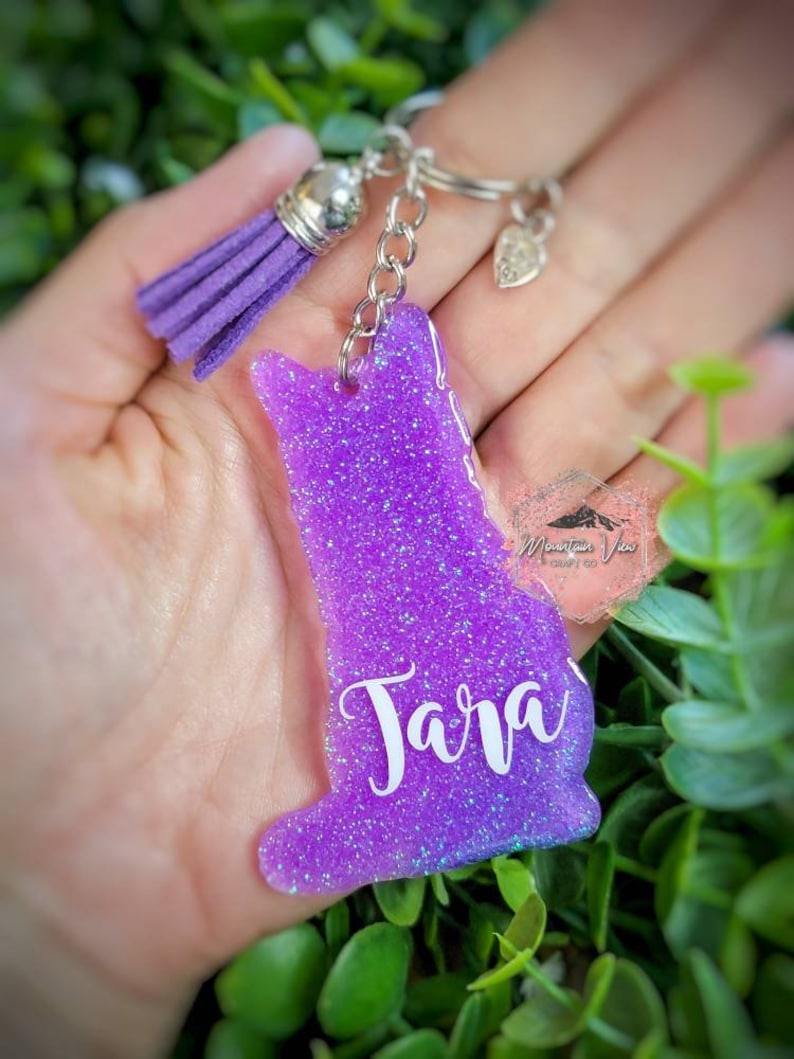 Customizable Cat Mom Glitter Keychain Personalized Cat Mom - Etsy