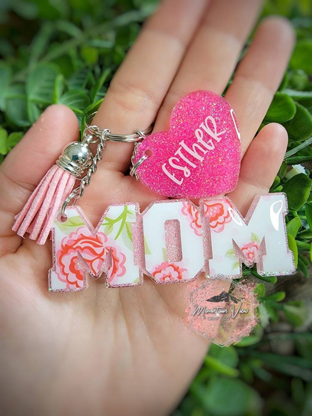 Customizable Mom Keychain With Personalized Mini Heart, Personalized ...