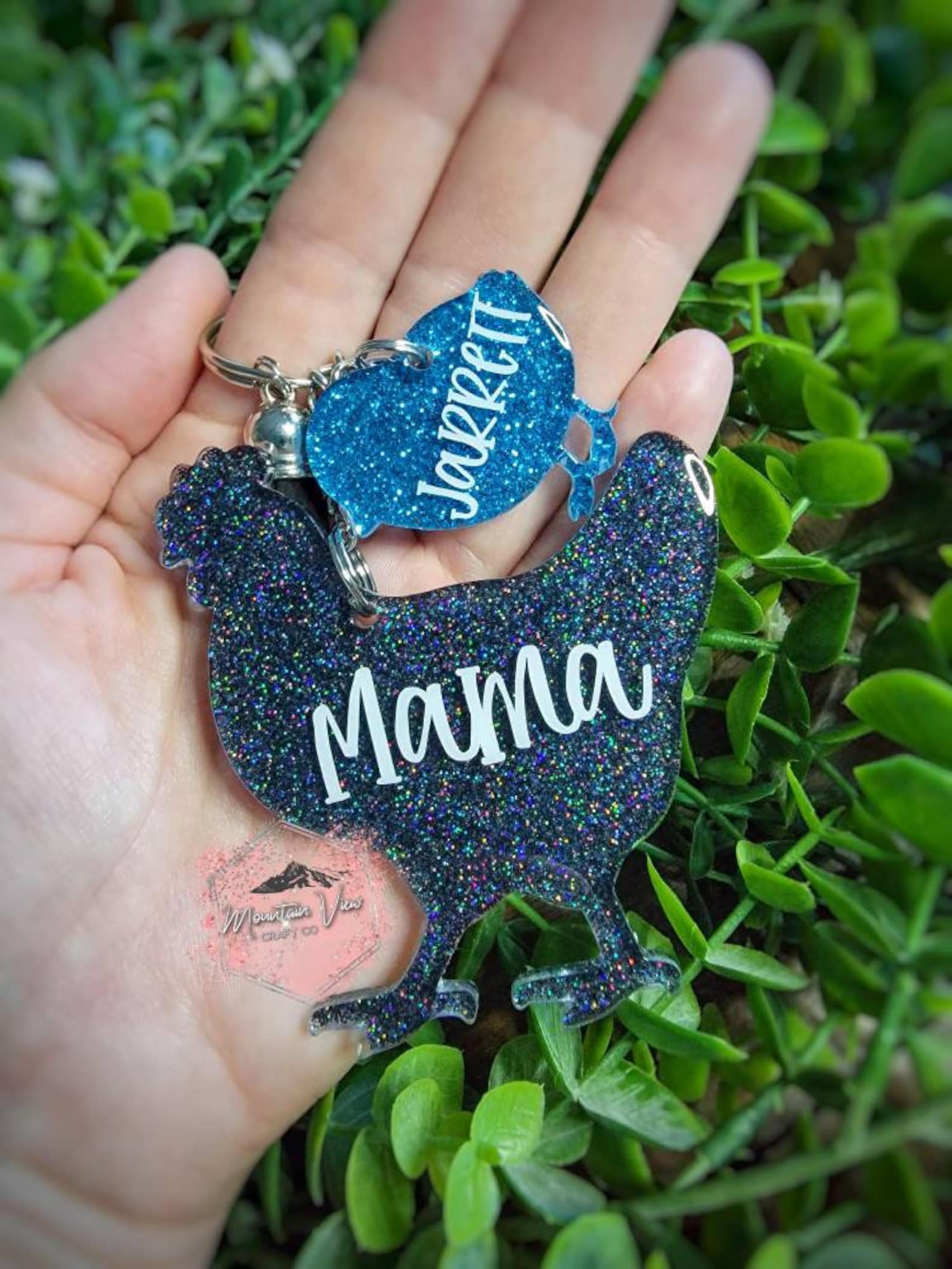 Customizable Mama Chicken With Baby Chicks Keychain Set - Etsy