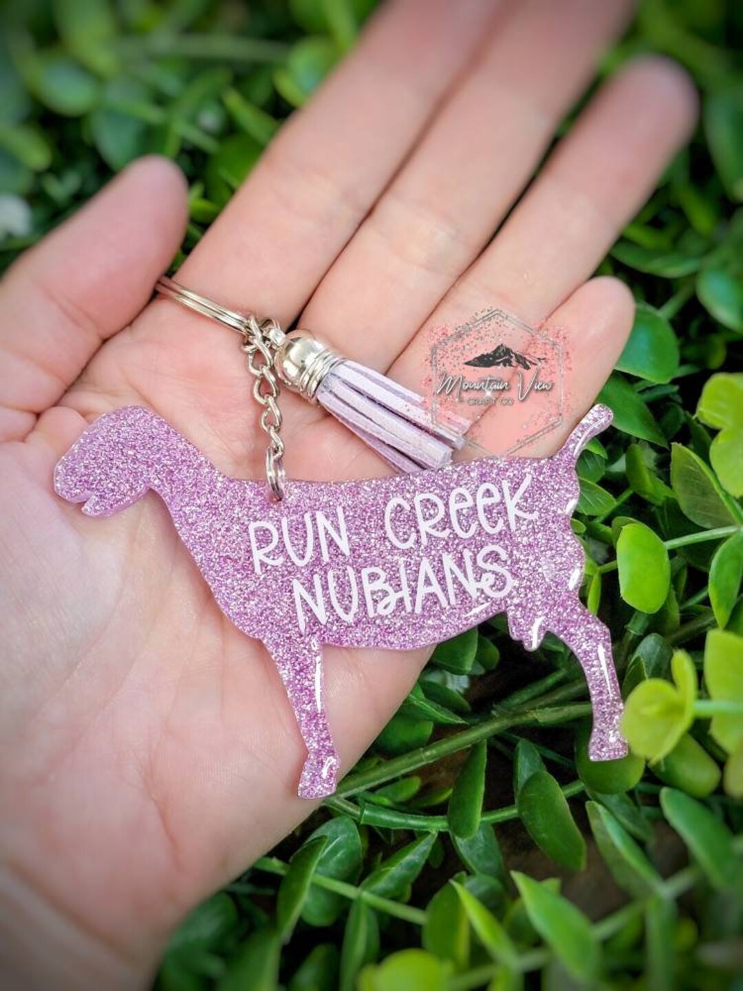 Customizable Nubian Goat Glitter Keychain, Personalized Nubian Goat ...