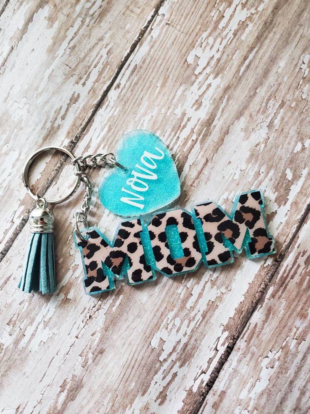 Customizable Mom Keychain With Personalized Mini Heart, Personalized ...