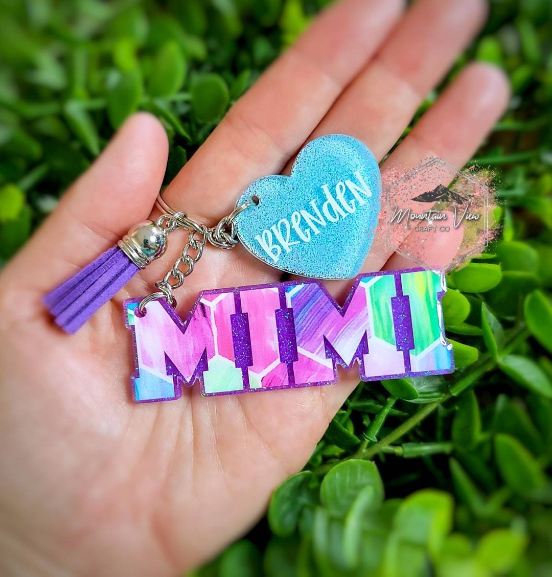 Customizable Mimi Keychain With Personalized Mini Heart, Personalized ...