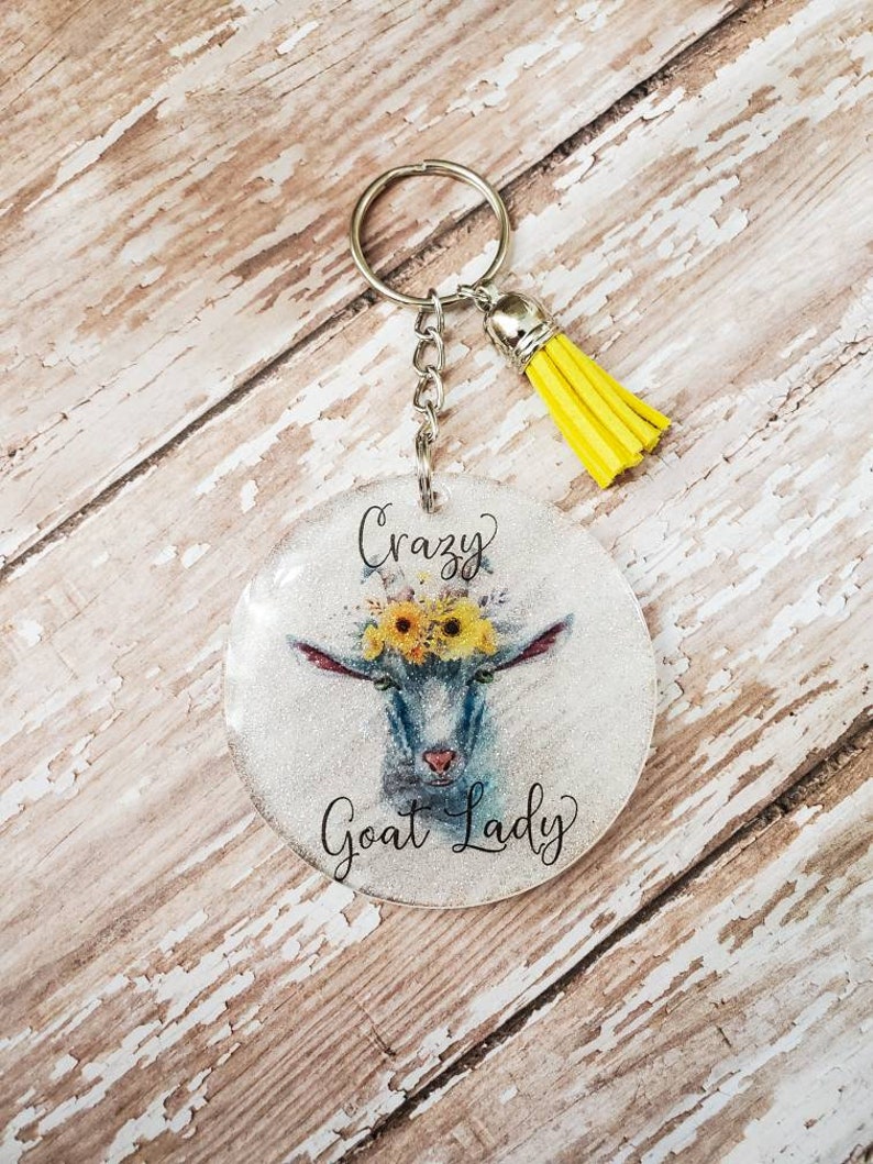 Crazy Goat Lady Glitter Keychain goat keychain glitter | Etsy