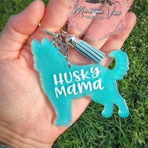 Customizable Husky Glitter Keychain, Personalized Husky Keychain, Husky ...