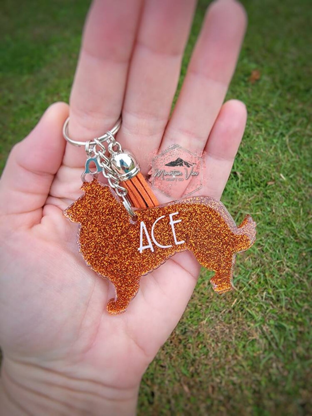 Customizable Collie Glitter Keychain, Personalized Collie Keychain ...