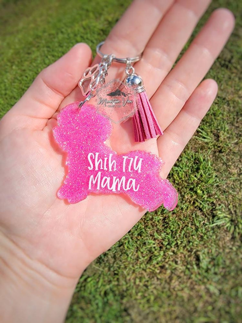 Customizable Shih Tzu Glitter Keychain Personalized Shih Tzu - Etsy