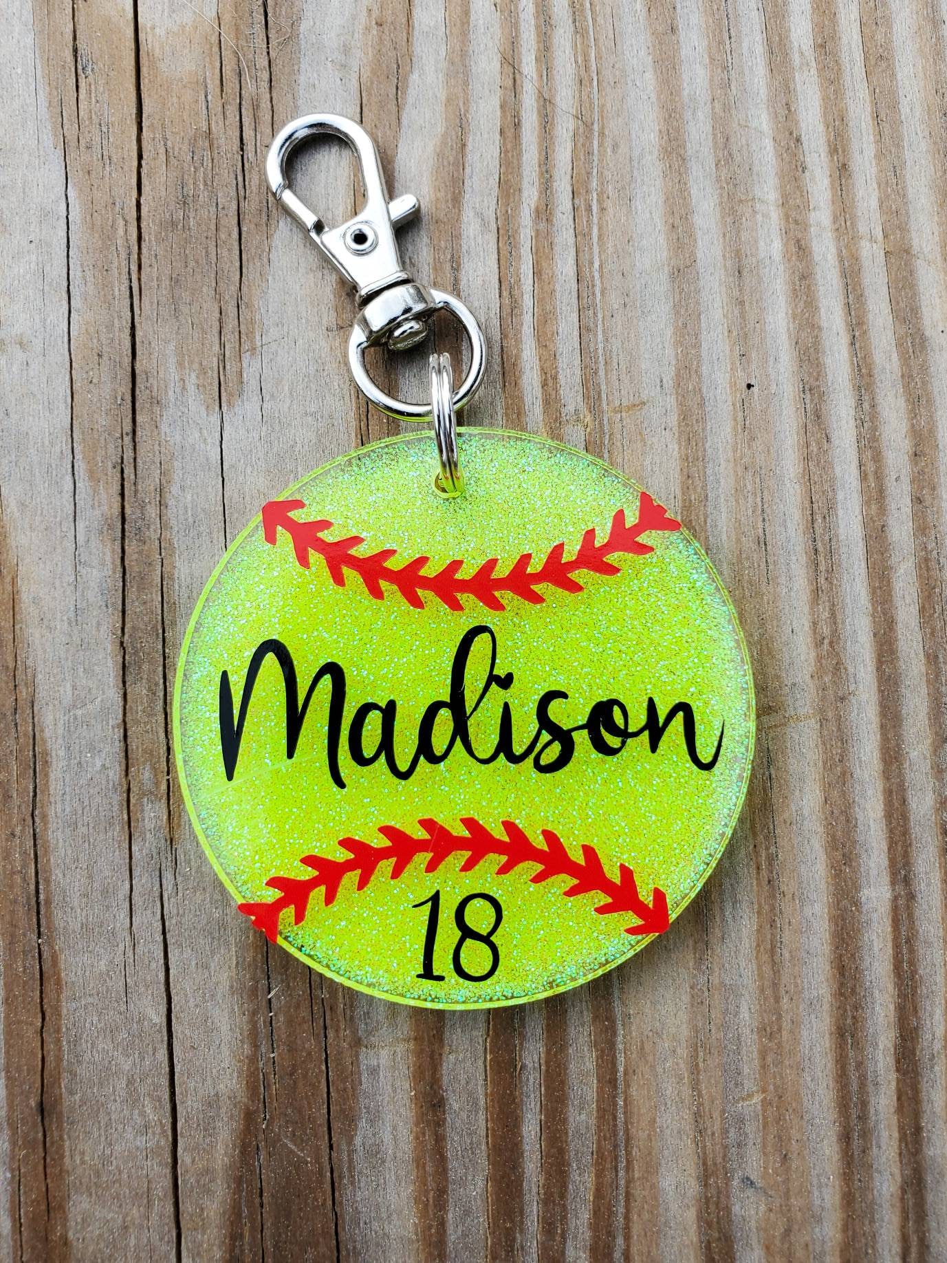 Personalized Softball Glitter Bag Tag Softball Nametags - Etsy
