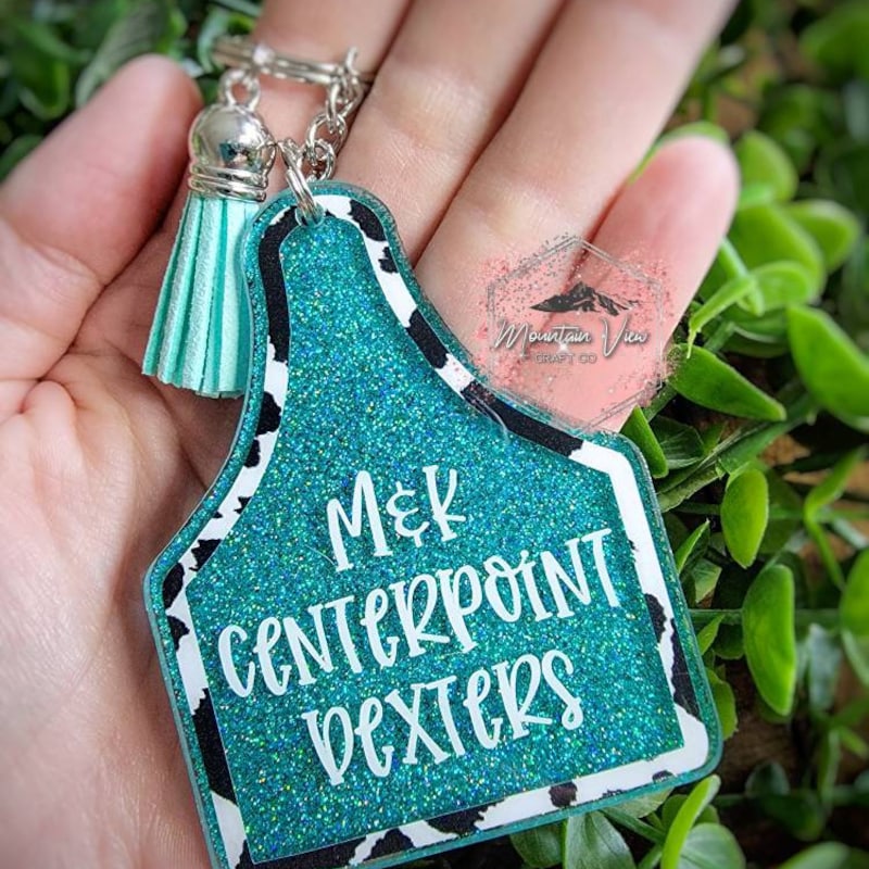 Cow Tag Keychain - Etsy