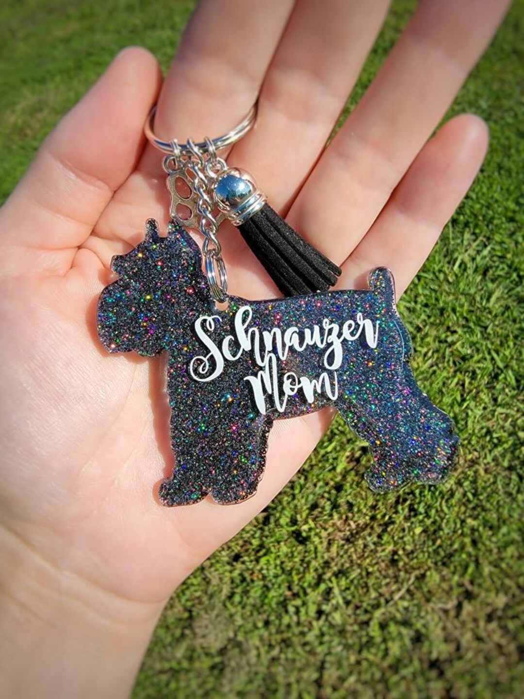 Customizable Schnauzer Glitter Keychain Personalized - Etsy