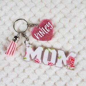 Customizable Mom Keychain With Personalized Mini Heart, Personalized ...