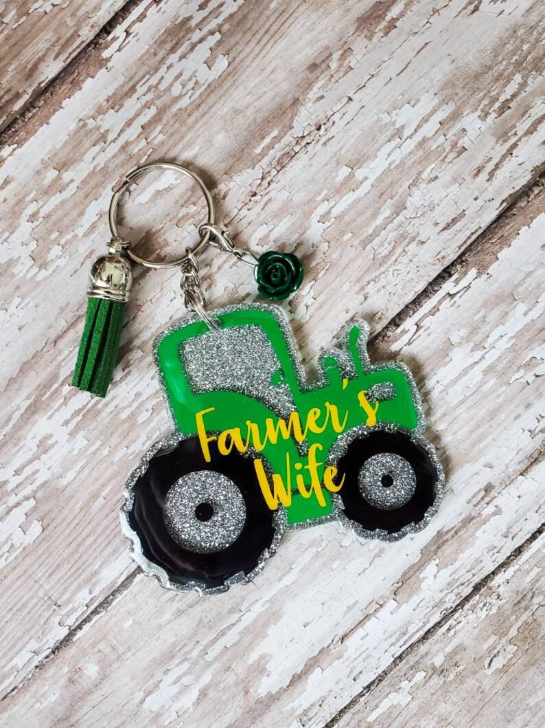 Farmer's Wife Tractor Keychain Farmer's Wife - Etsy