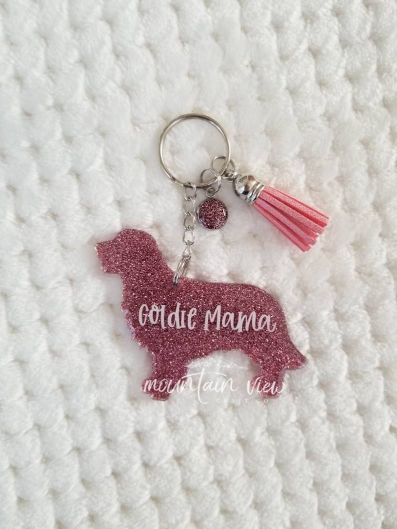 Customizable Golden Retriever keychain personalized golden | Etsy