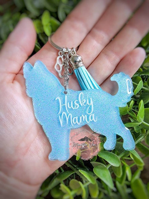 Customizable Husky Glitter Keychain Personalized Husky - Etsy