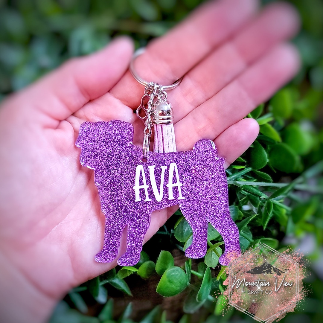 Customizable Pug Keychain, Personalized Pug Keychain, Pug Mom, Pug ...