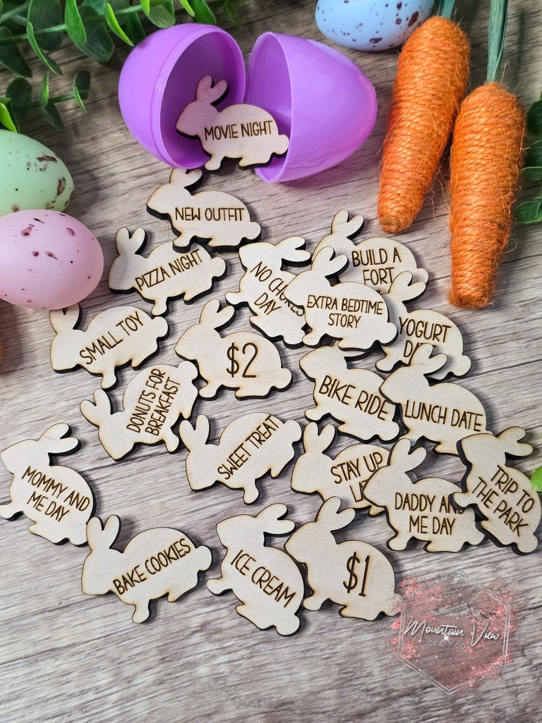 Set of 21 Bunny Easter Egg Tokens, Easter Egg Filler, Easter Basket ...