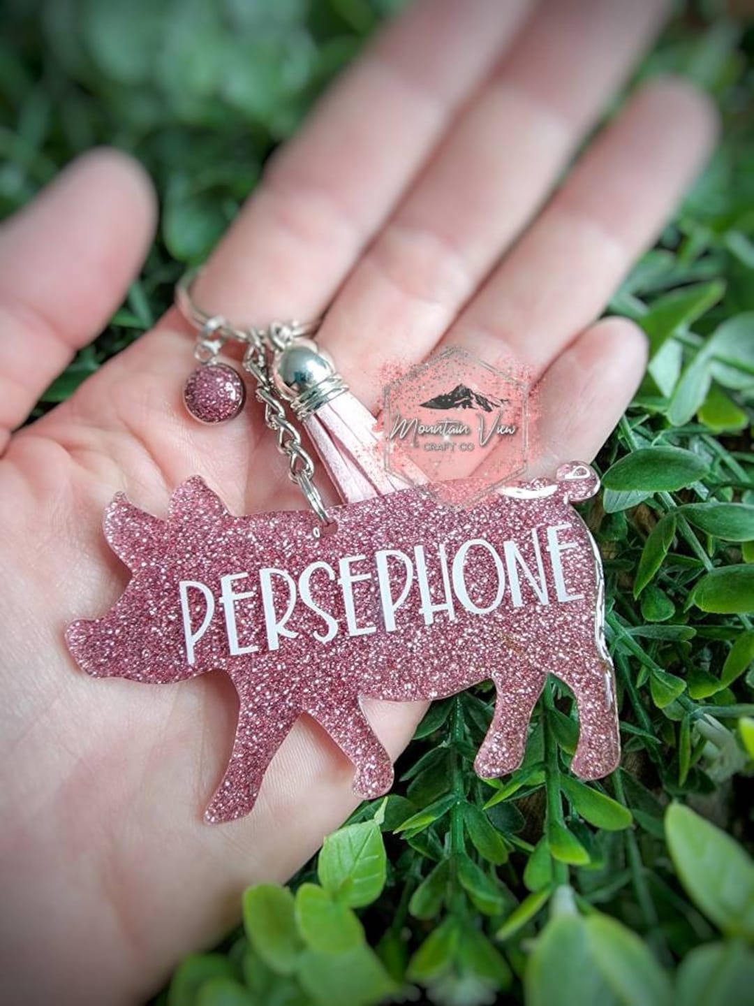 Customizable Pig Glitter Keychain, Personalized Pig Keychain, 4H Show ...