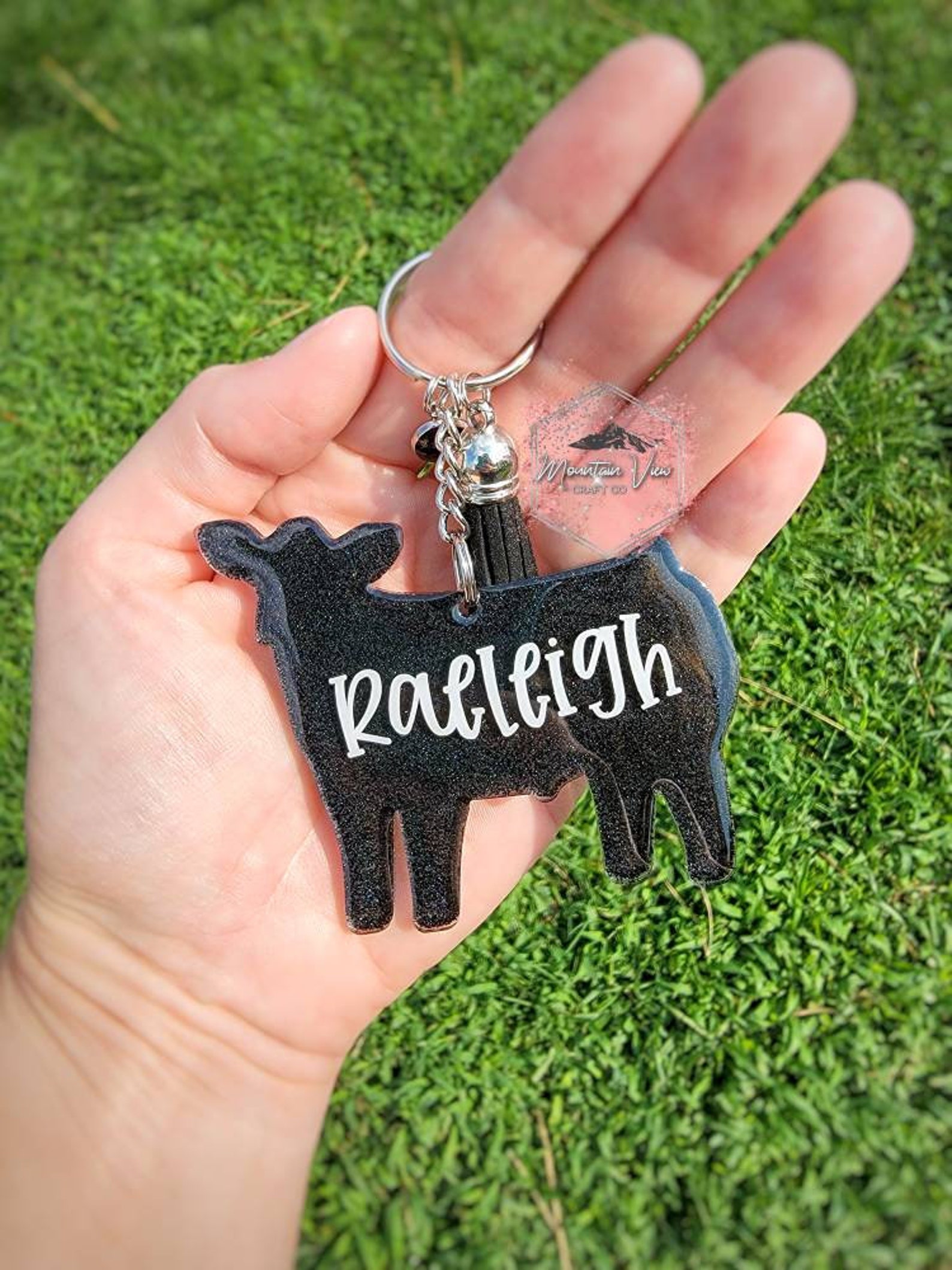 Customizable Show Steer 4H Glitter Keychain, Personalized 4H Steer ...
