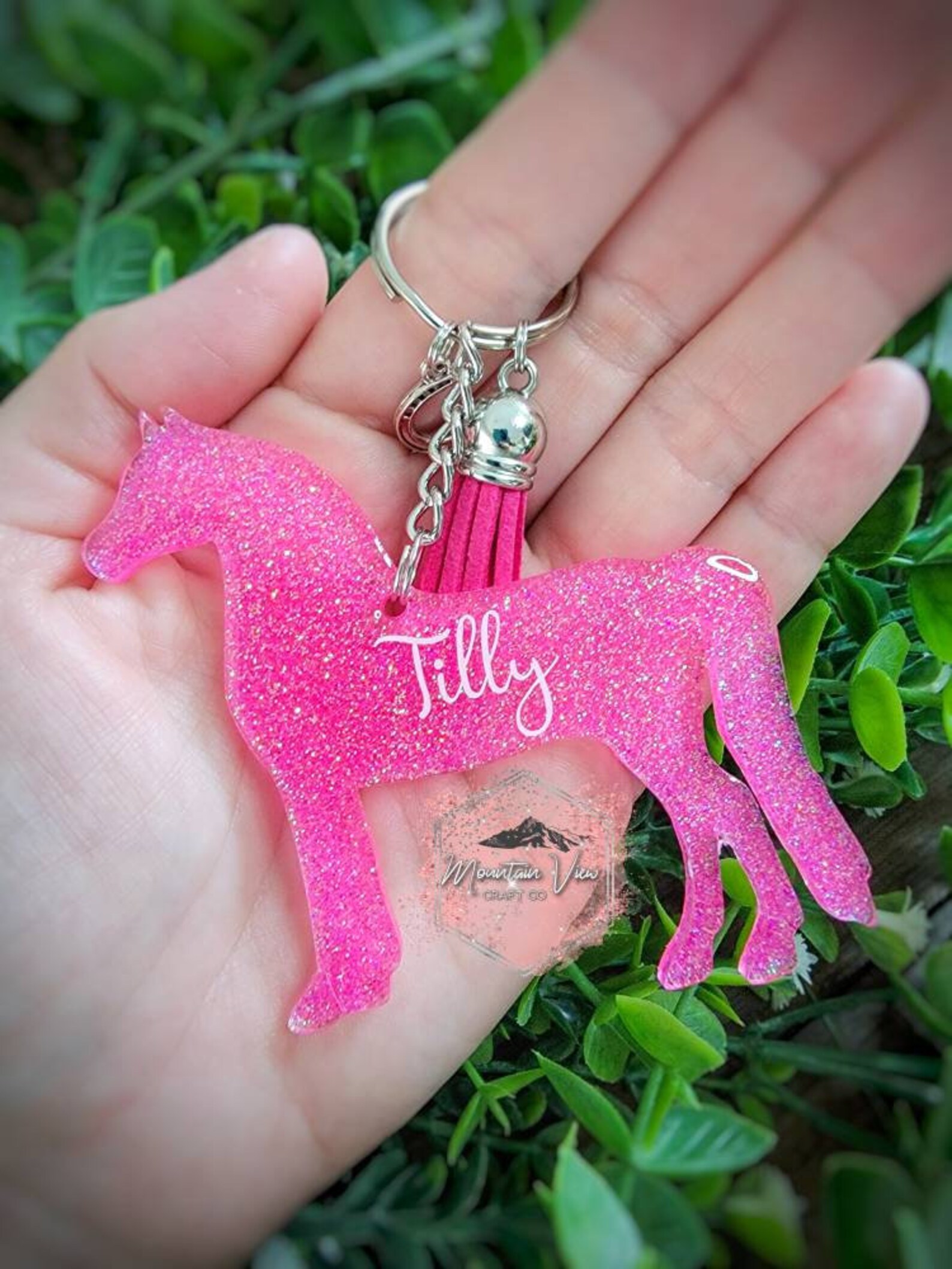 Customizable Morgan Horse Glitter Keychain, Personalized Morgan ...