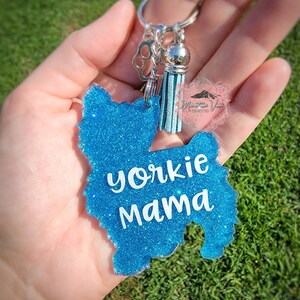 Customizable Yorkshire Terrier Glitter Keychain, Personalized Yorkie ...