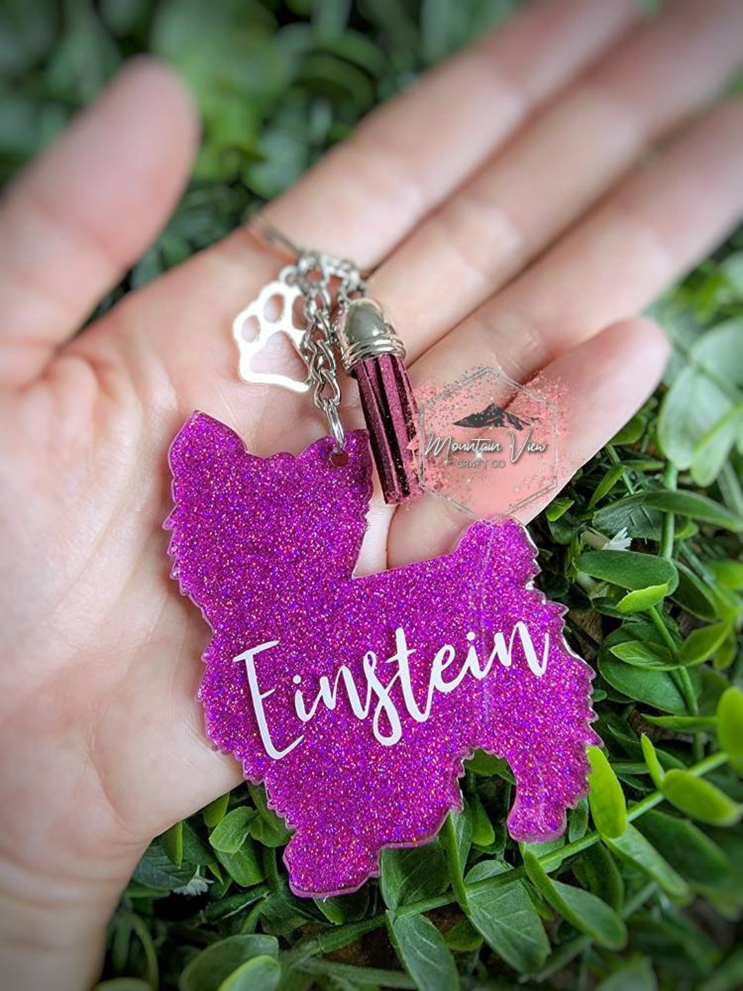 Customizable Yorkshire Terrier Glitter Keychain, Personalized Yorkie ...