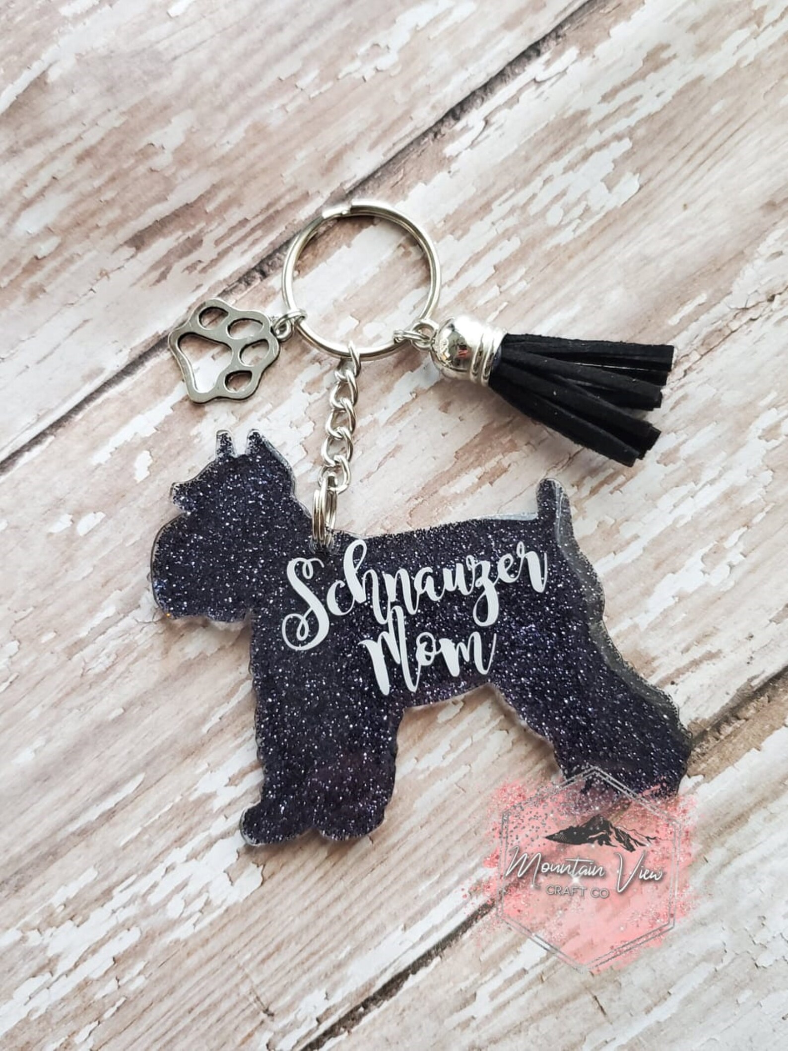 Customizable Schnauzer Glitter Keychain Personalized | Etsy