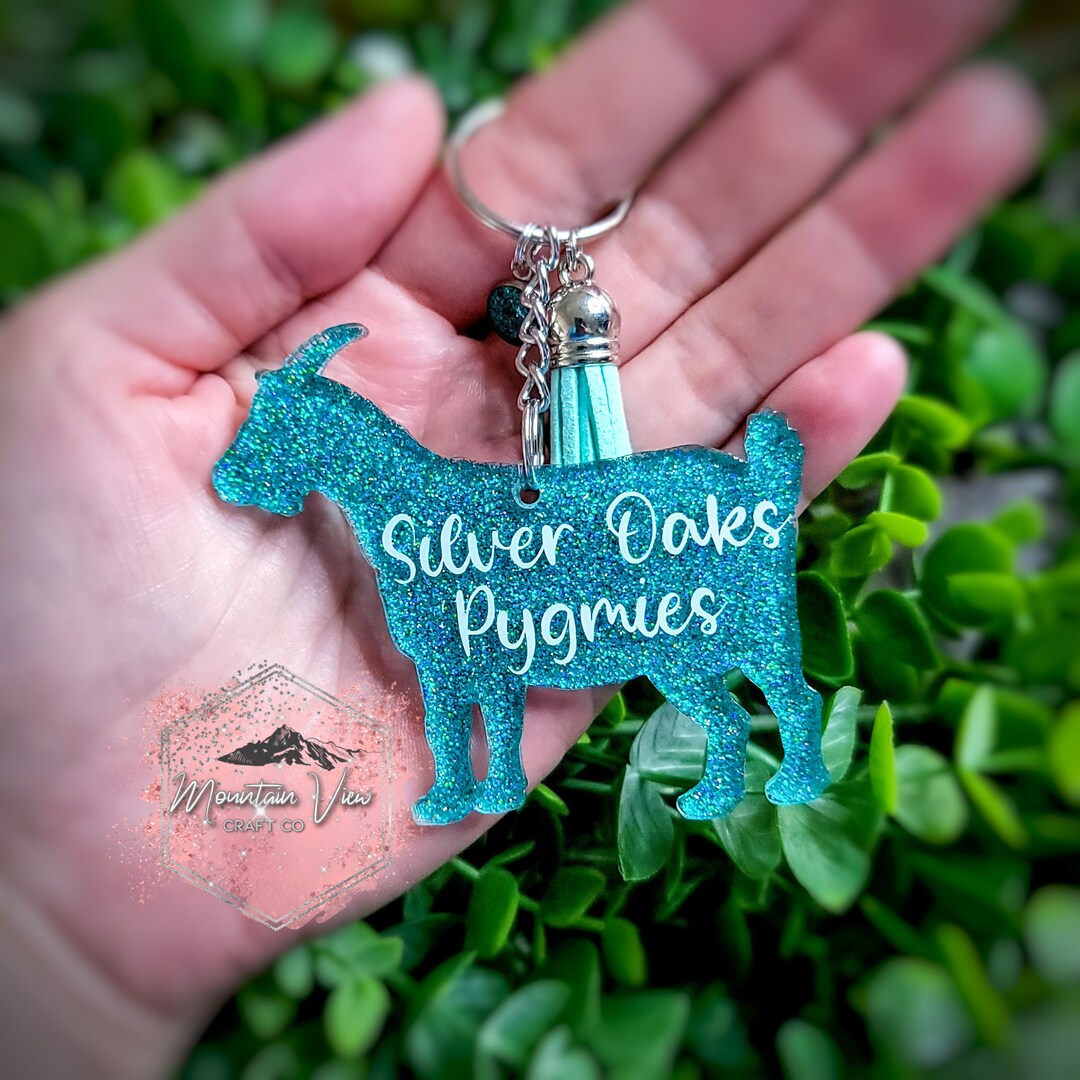 Customizable Pygmy Goat Glitter Keychain, Personalized Goat Keychain ...