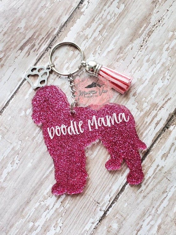 Customizable Goldendoodle Glitter Keychain Personalized - Etsy