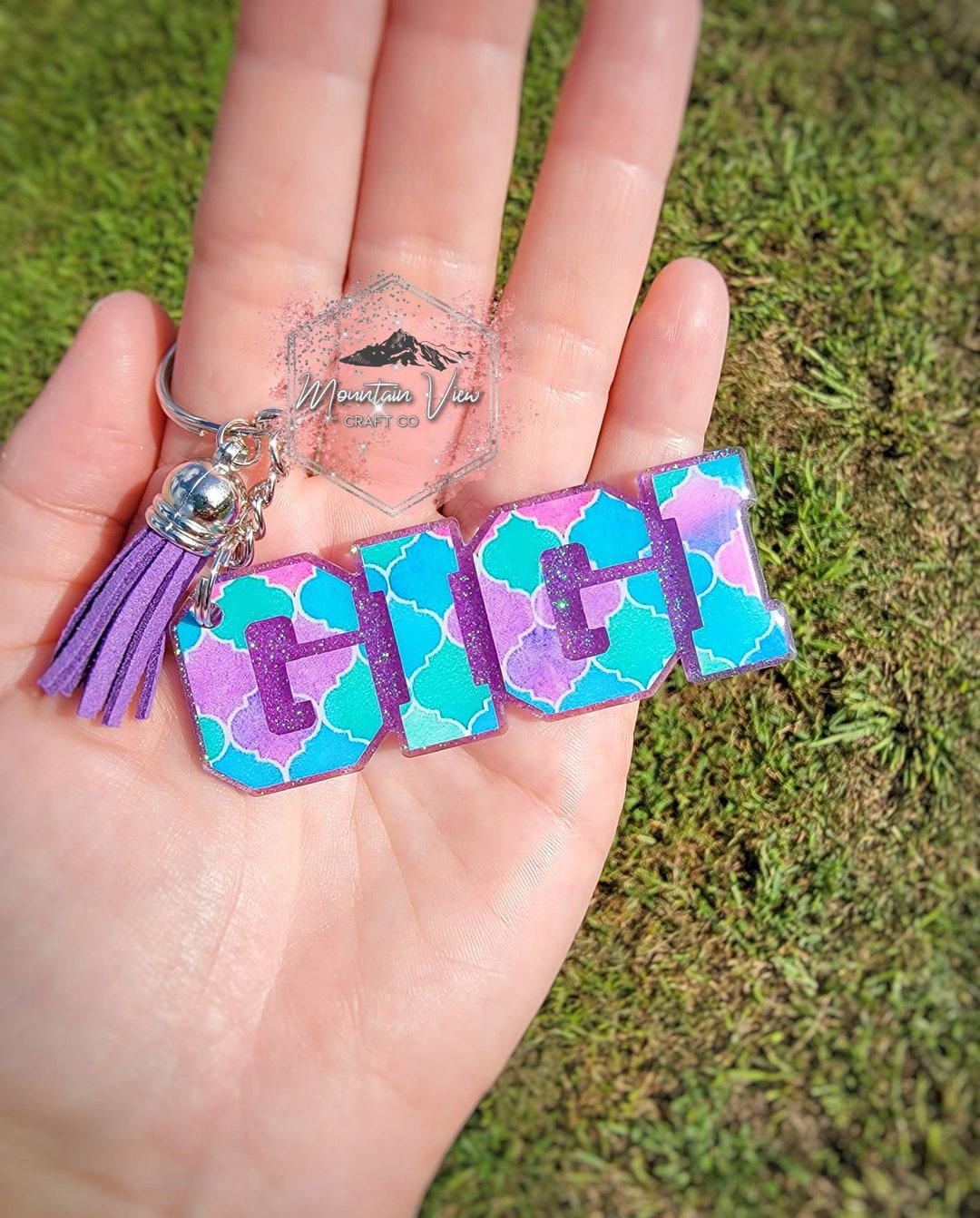 Customizable Gigi Keychain, Glitter Gigi Keychain, Grandma Keychain ...