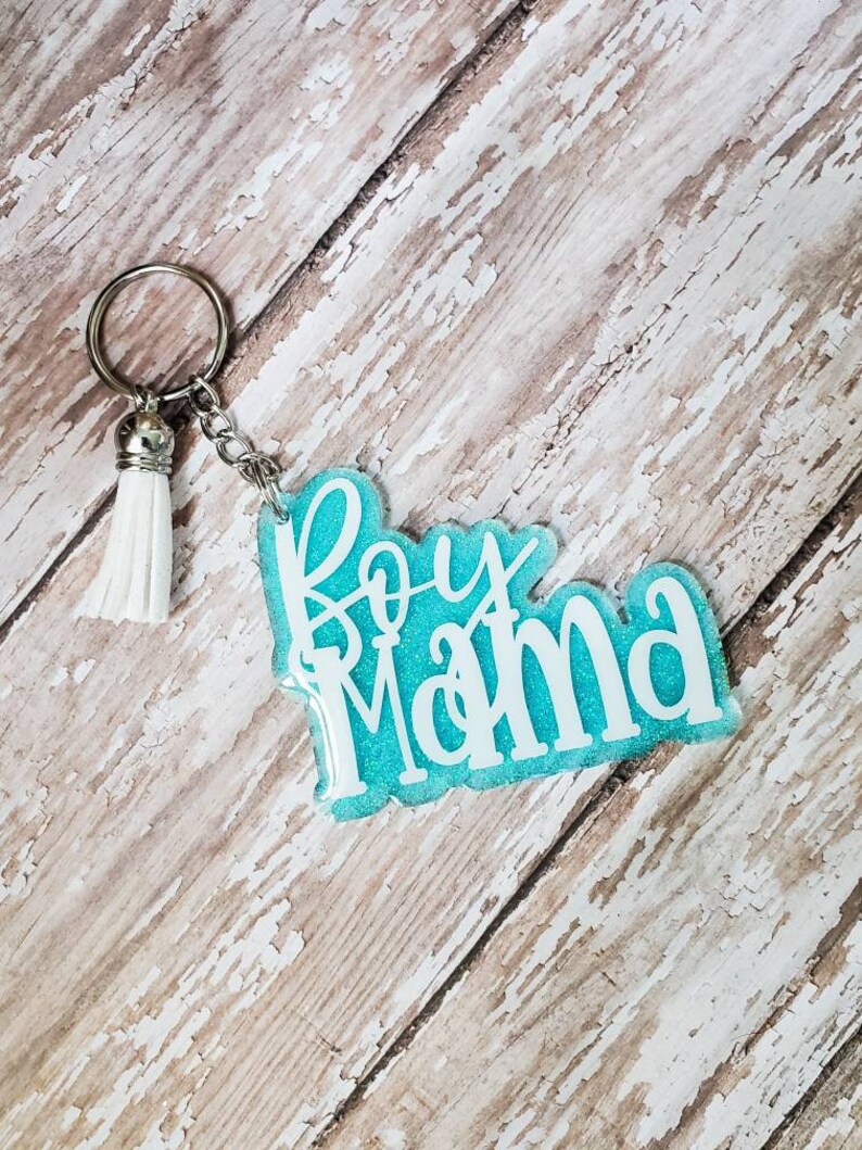 Customizable Boy Mama Glitter Keychain, Mom Keychain, Boy Mom Keychain ...