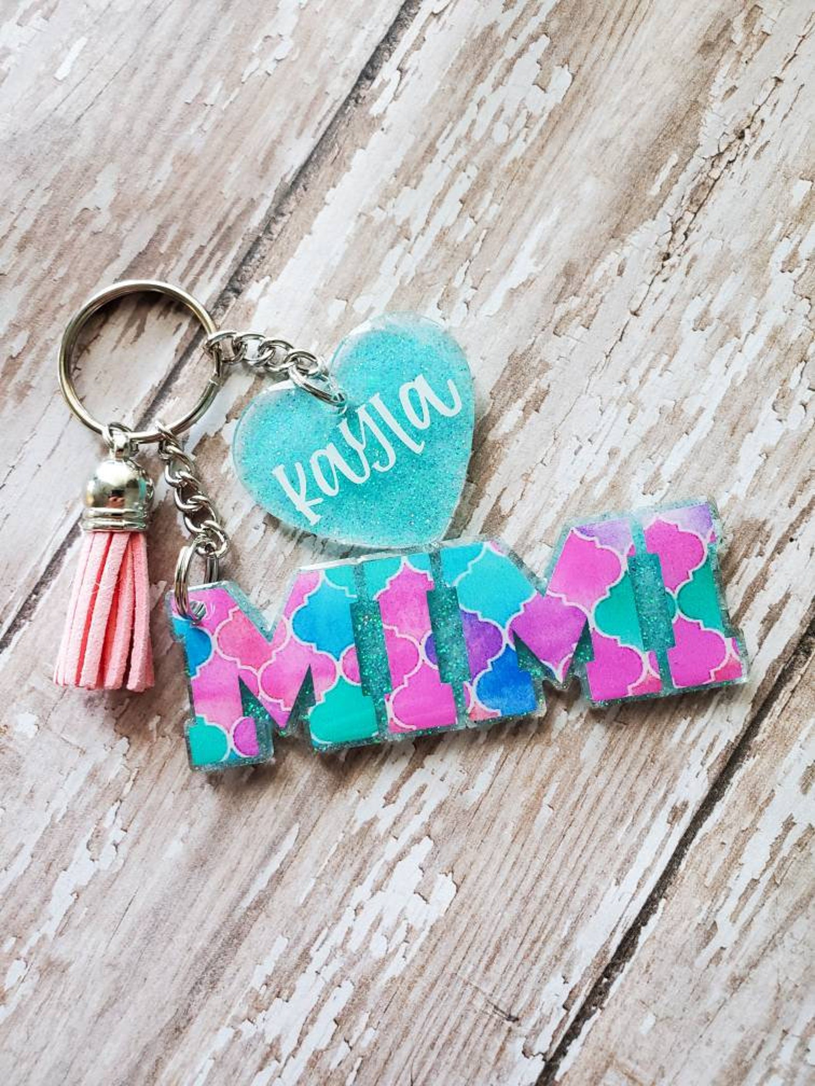 Customizable Mimi Keychain With Personalized Mini Heart, Personalized ...