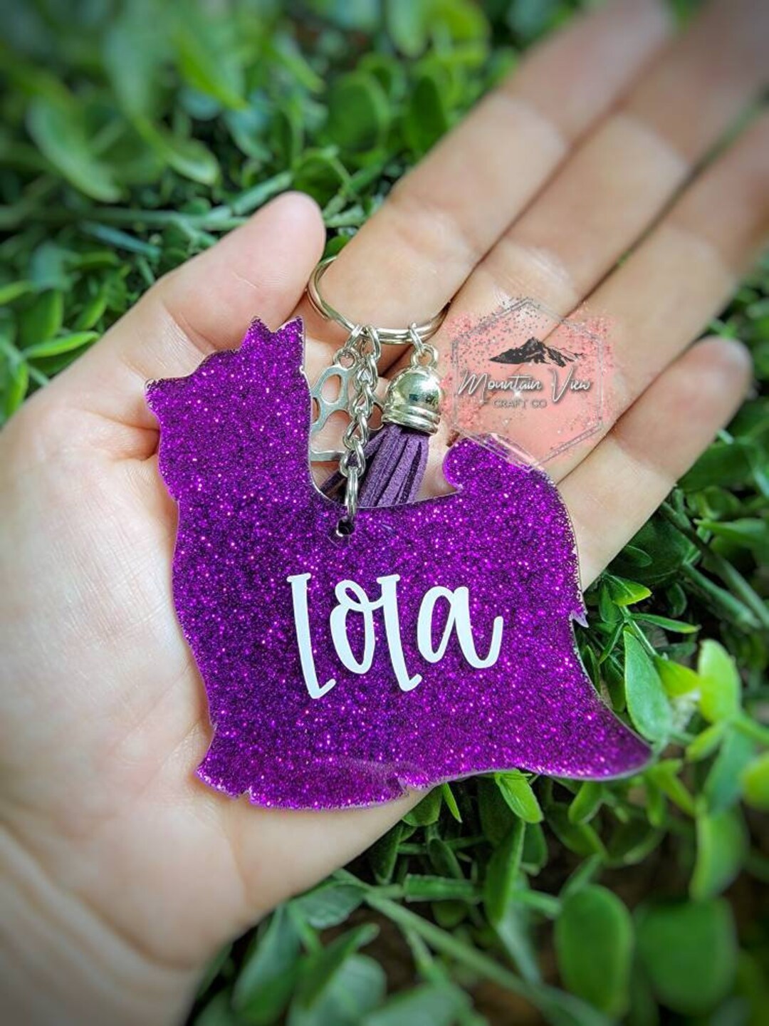 Customizable Yorkshire Terrier Glitter Keychain, Personalized Yorkie ...