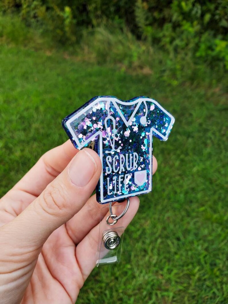 Color Shifting Scrub Life Glitter Badge Reel decorative badge | Etsy