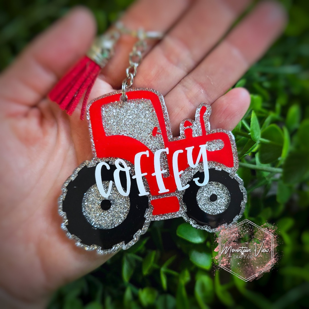 Personalized Tractor Keychain, Farmer Keychain, Tractor Keychain ...