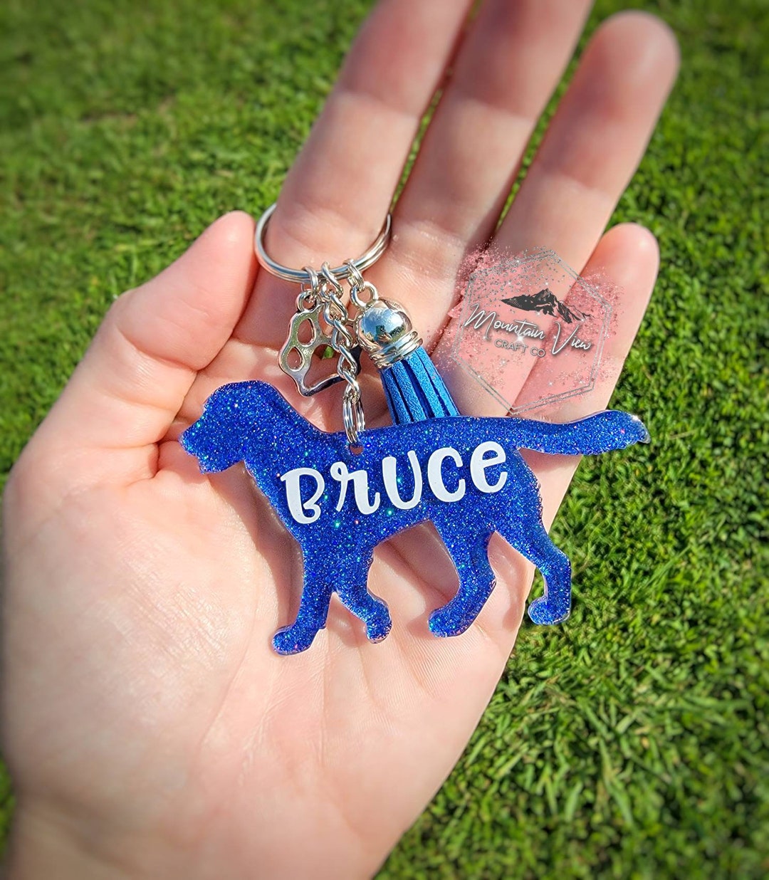 Customizable Labrador Retriever Glitter Keychain, Personalized Lab ...