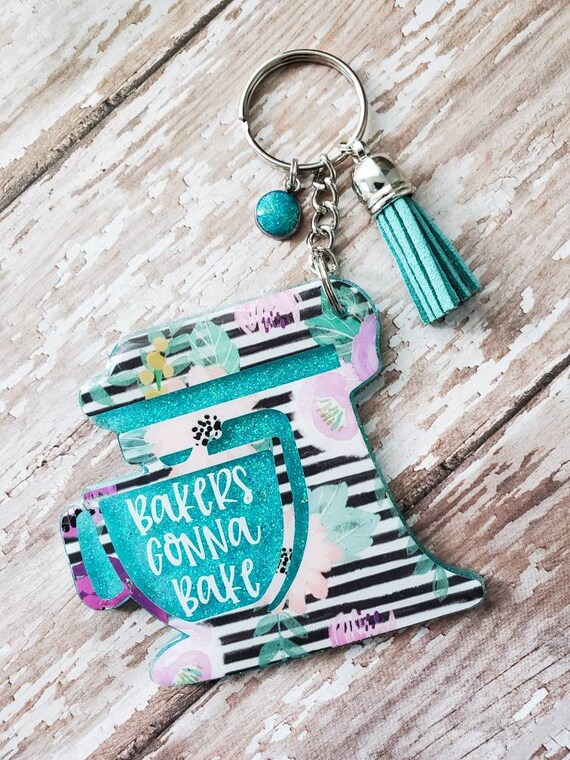 Customizable Bakers Gonna Bake Glitter Keychain Kitchen | Etsy