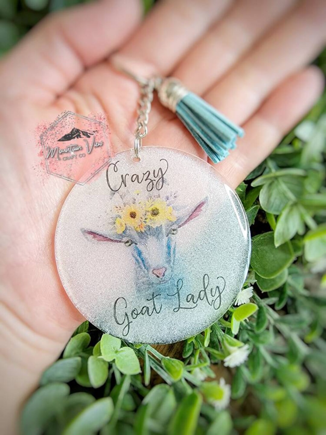 Crazy Goat Lady Glitter Keychain, Goat Keychain, Glitter Keychain, Goat ...