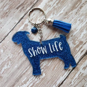 Customizable Show Goat 4H Glitter Keychain, Personalized Goat Keychain ...