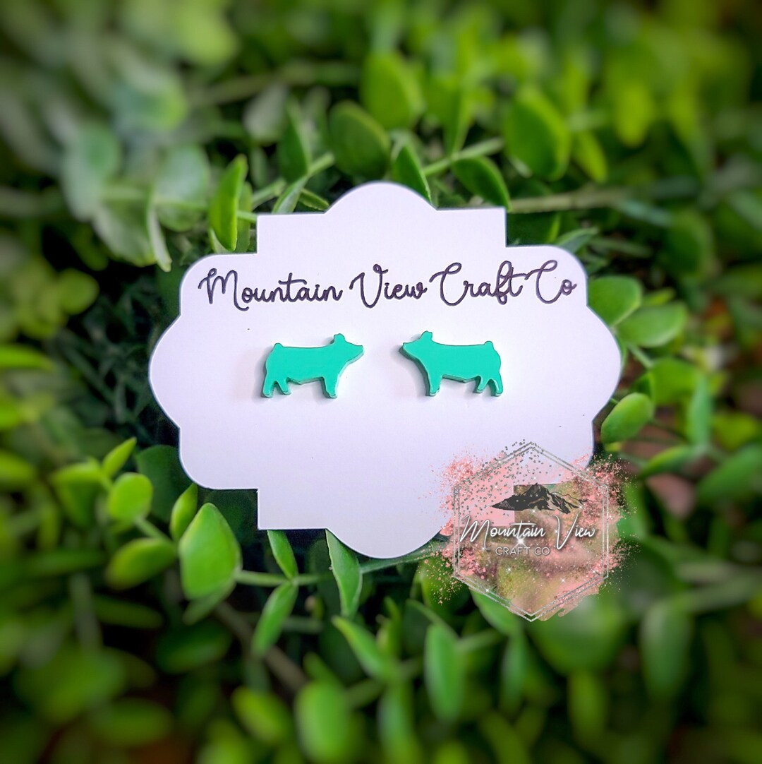 Livestock Stud Earrings, Goat, Cow, Chicken, Ear Tag, Cow Head, Pig ...