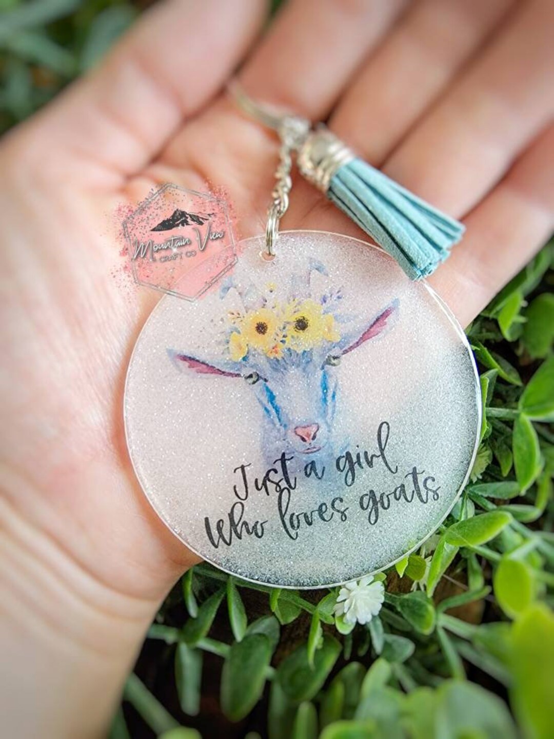Just a Girl Who Loves Goats Glitter Keychain, Goat Keychain, Glitter ...