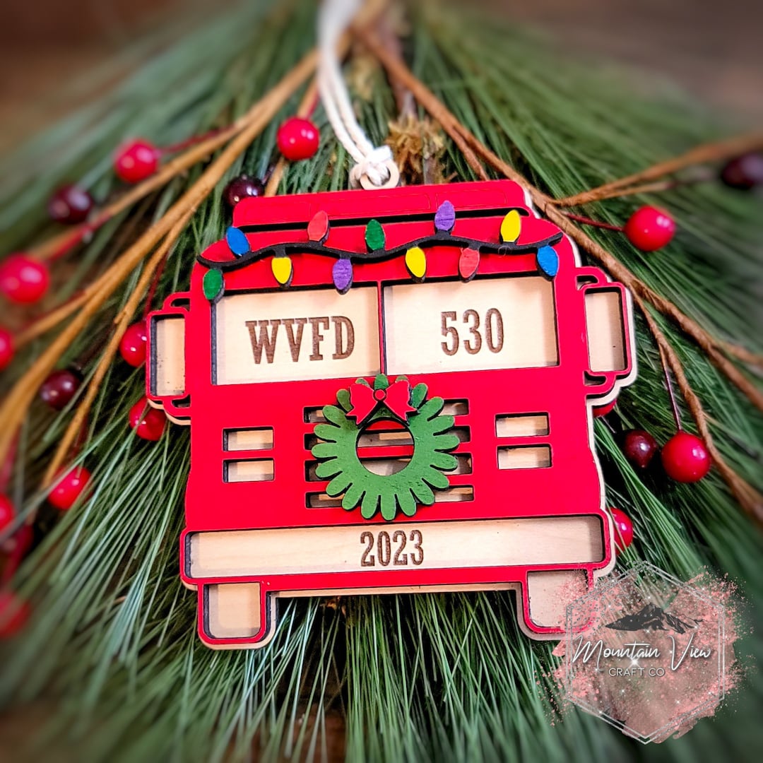 Personalized Fire Truck Christmas Ornament, Personalized Fire Fighter ...