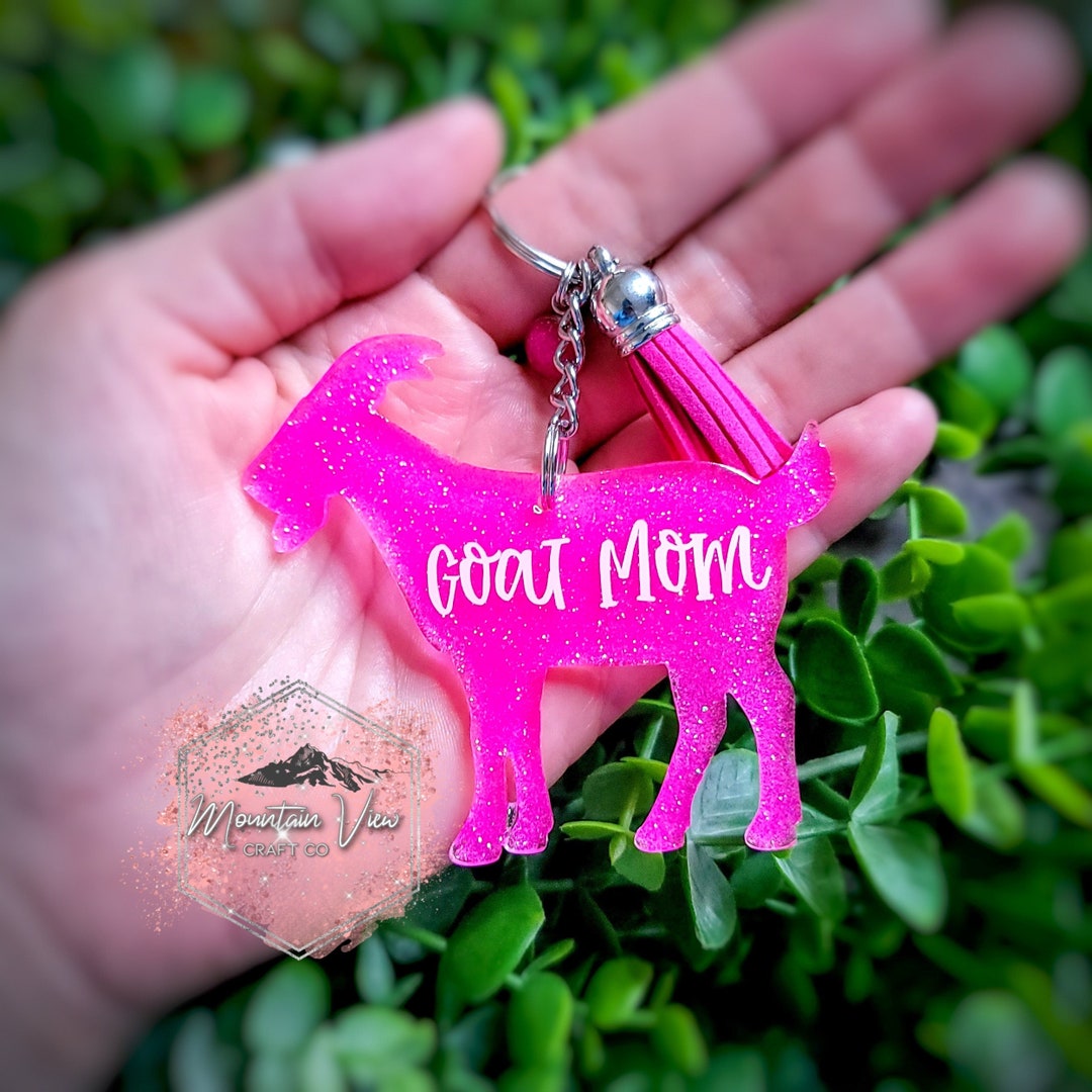 Customizable Goat Glitter Keychain, Personalized Goat Keychain, Dairy ...