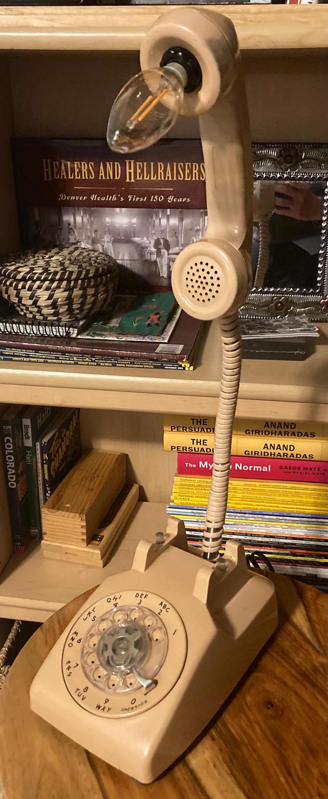 Upcycled Telephone Lamp, Unique Lamp, Quirky Decor, Unique Gift, Desk ...