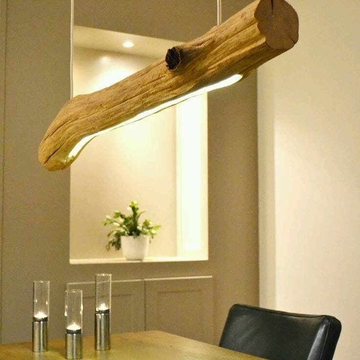 Natural Drift Wood Suspended Light Fitting With Embedded Natural Fit ...
