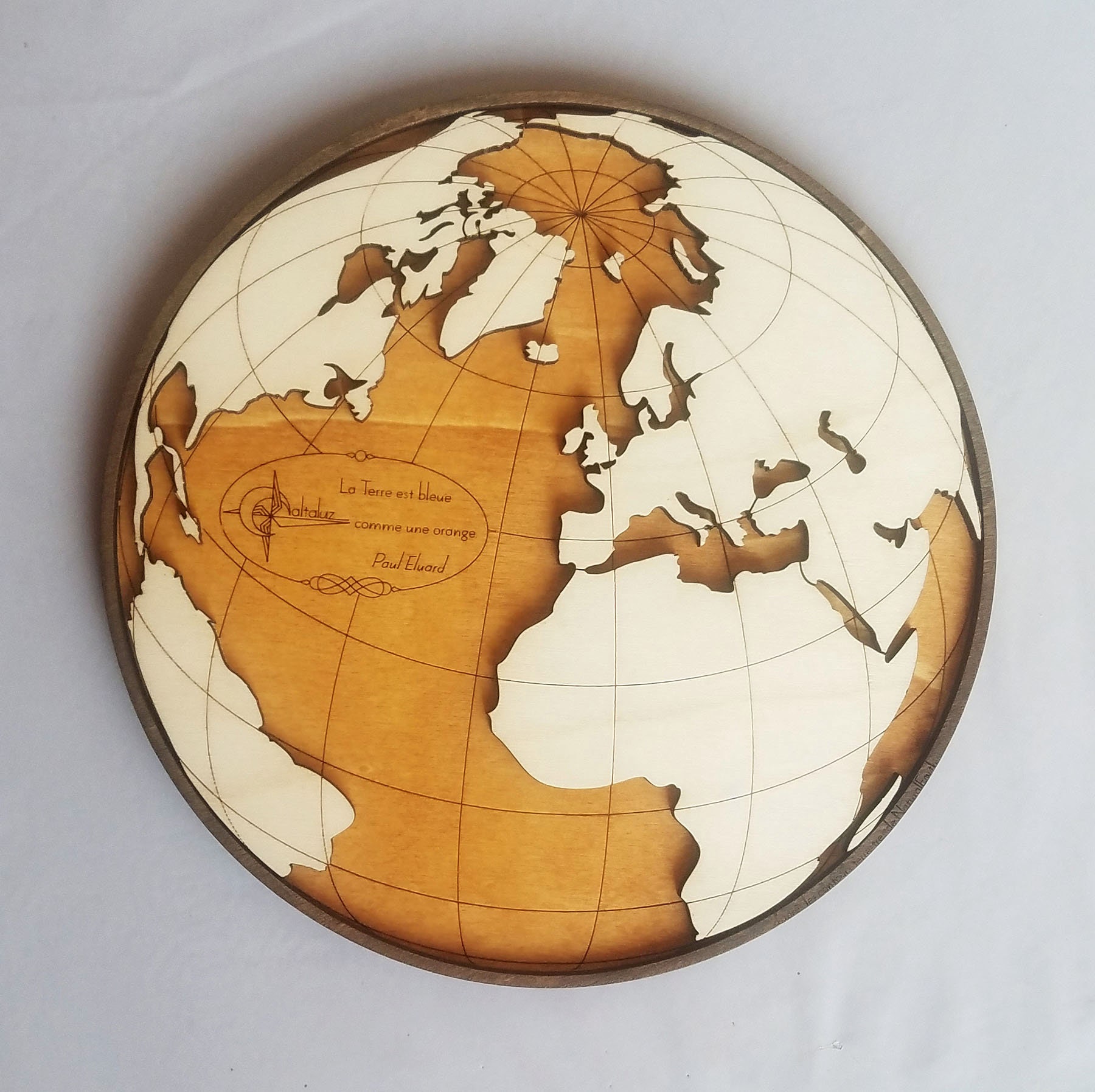 Weltkarte runde hölzernen Blick auf den Atlantik - Etsy.de