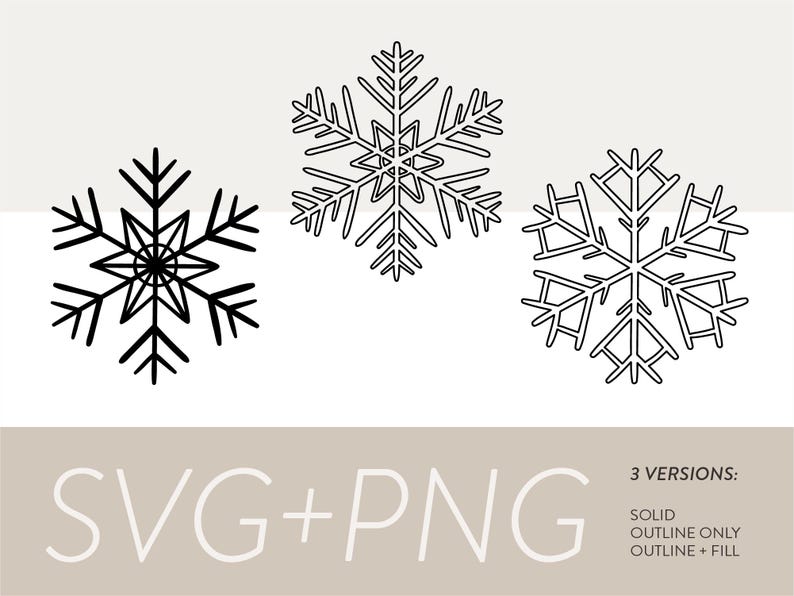 Snowflakes Line Art Clipart | Modern Winter Christmas Holiday Hand ...