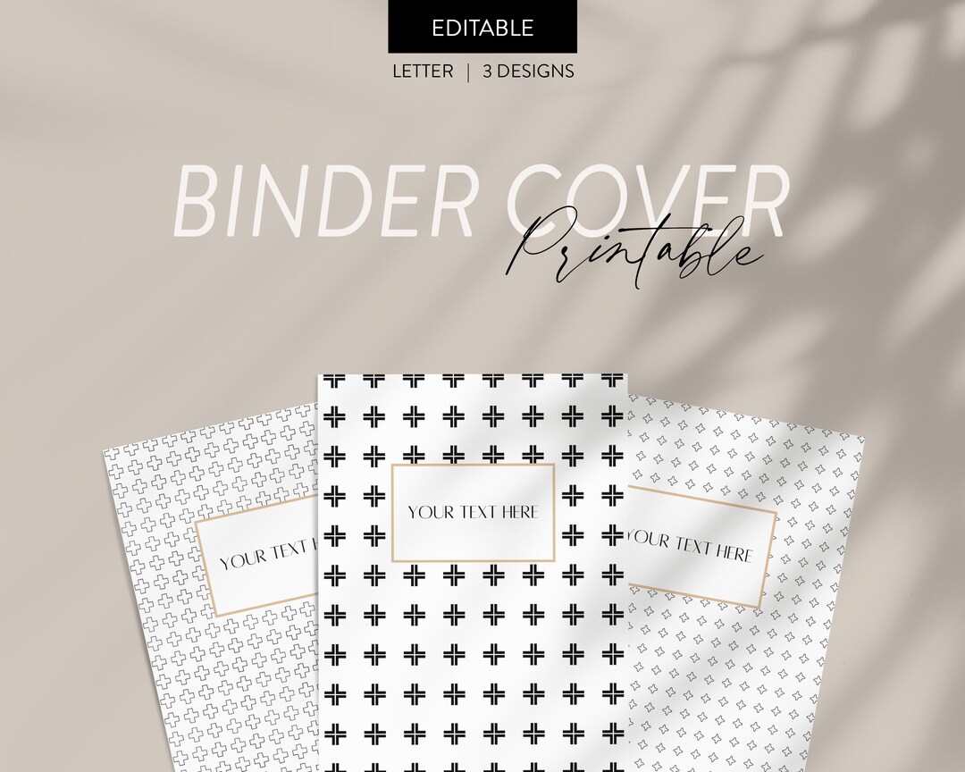 Binder Cover Printable, Editable Black and White Minimalist, Letter - Etsy