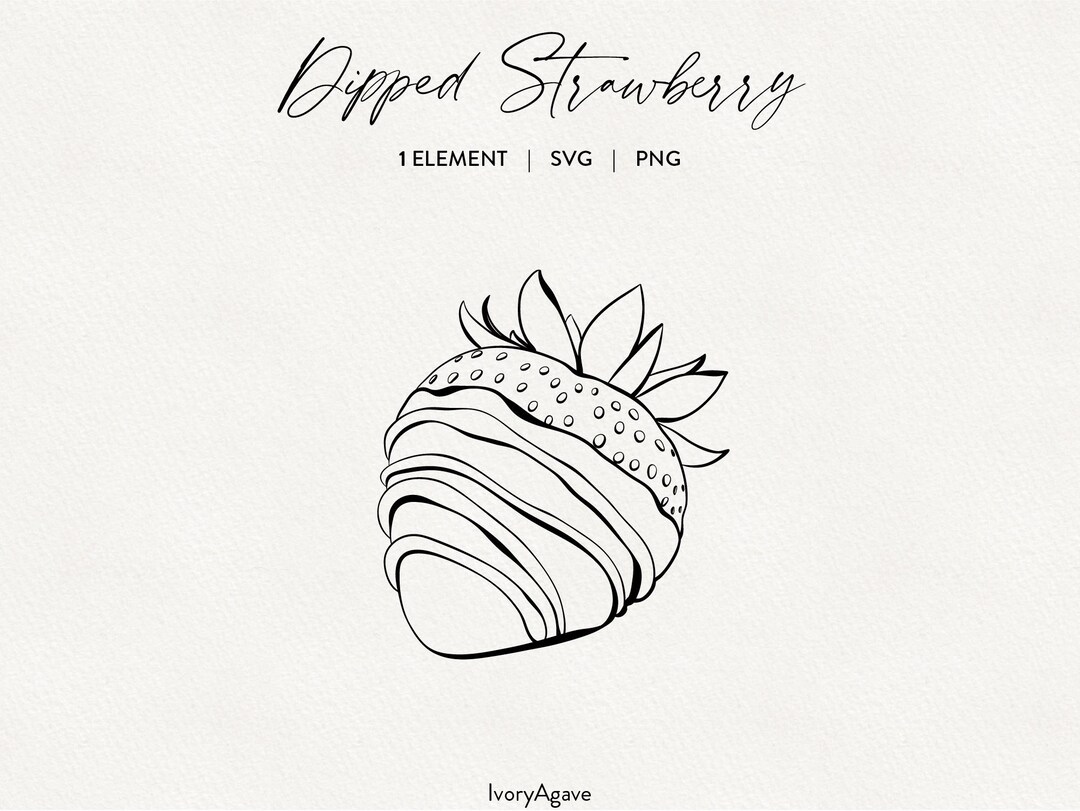 Valentine's Day Chocolate Dipped Strawberry Line Art Clipart Handdrawn ...