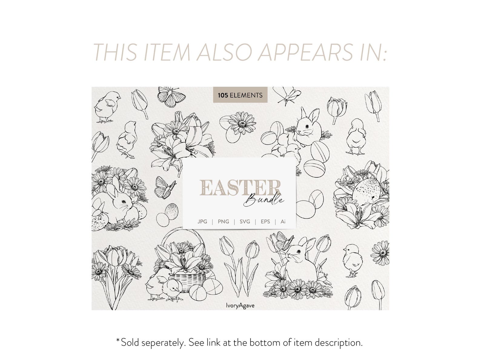 Daisy Flowers Line Art Clipart Modern Spring Easter Florals Hand Drawn ...