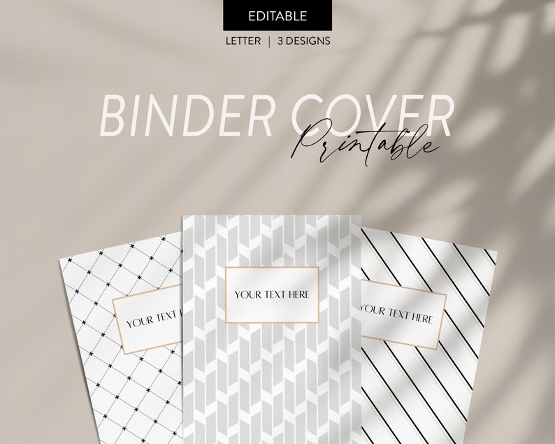 Binder Cover Editable Printable, Minimalist, Black, Letter - Etsy